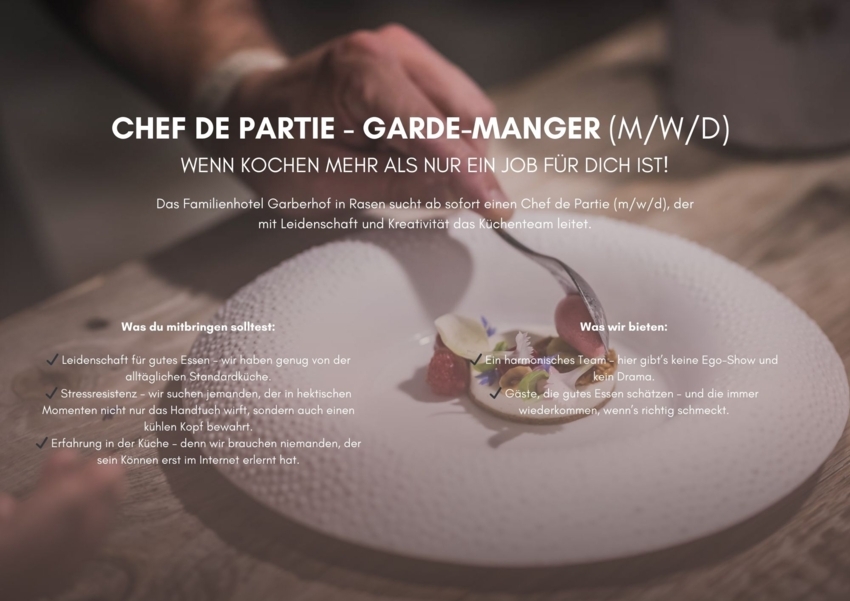 Chef de Partie - Garde Manger in Rasen | südtirolerjobs.it